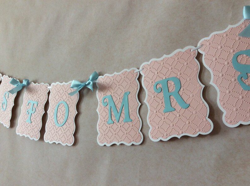 Miss to Mrs Banner Wedding Sign Blue and Pink Photo | Etsy