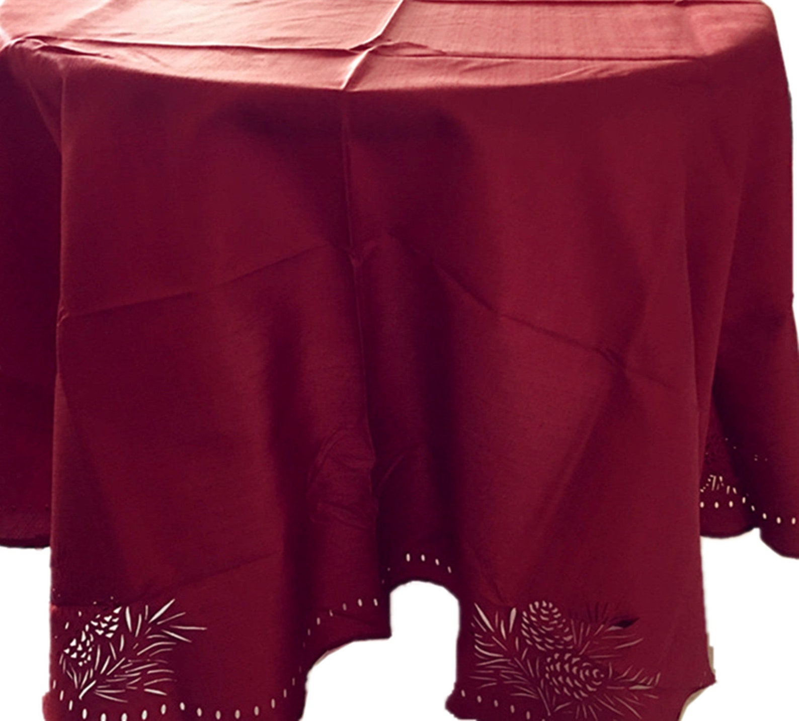 Christmas Holiday Gift Red Color Fabric Laser Cut Border Pine Cone ...