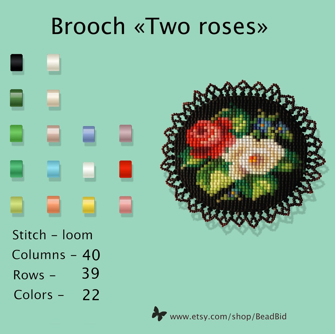 Loom Pattern two Roses - Etsy