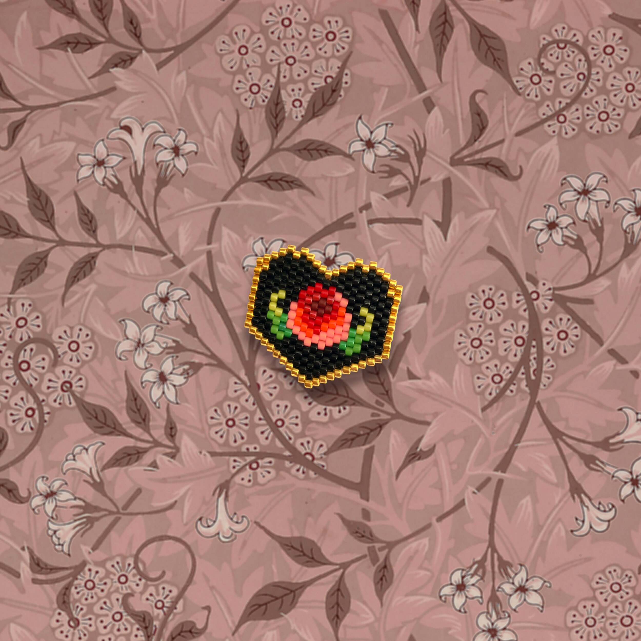 Heart With Rose Pattern - Etsy