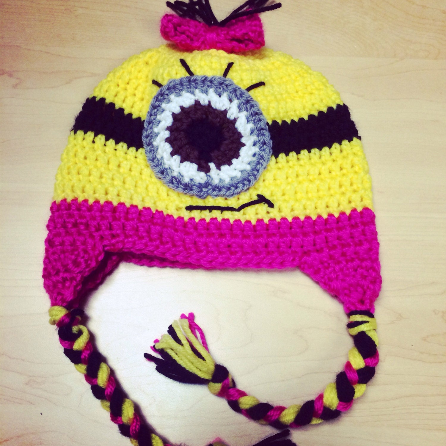 Pink Minion Crochet Hat