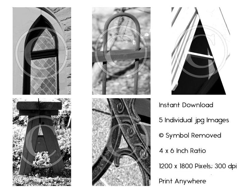Letter A Alphabet Photography Instant DOWNLOAD 5 Different B & W Jpeg ...