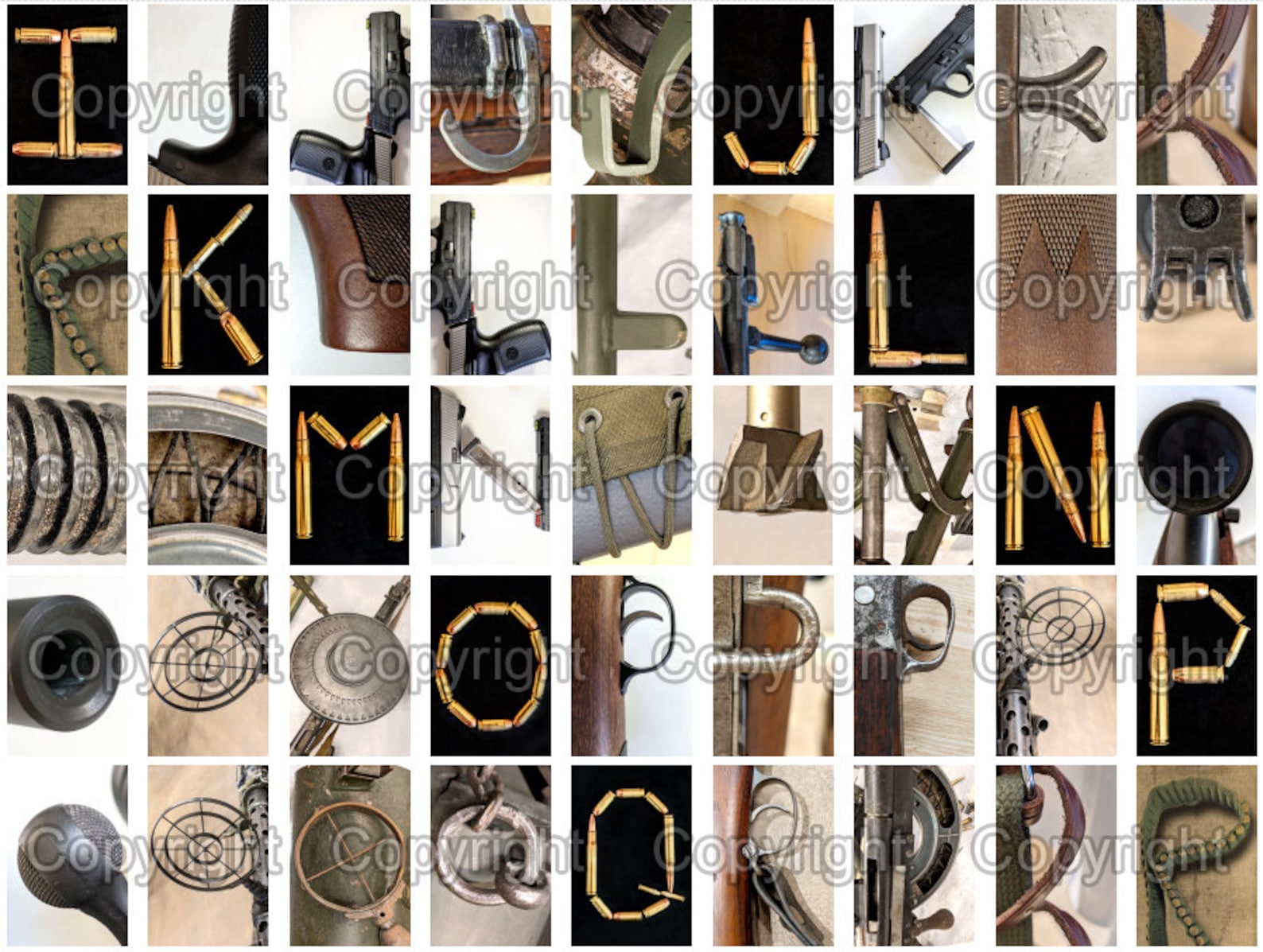 GUNS AMMO Letter Art Instant DOWNLOAD - 128 Images Full Color - Create ...