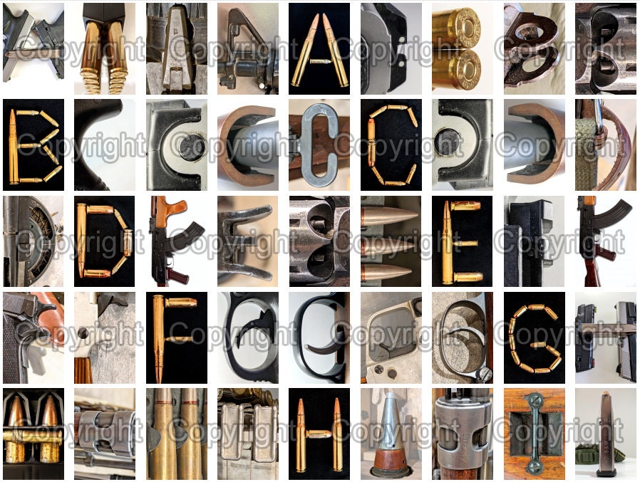 GUNS AMMO Letter Art Instant DOWNLOAD - 128 Images Full Color - Create ...