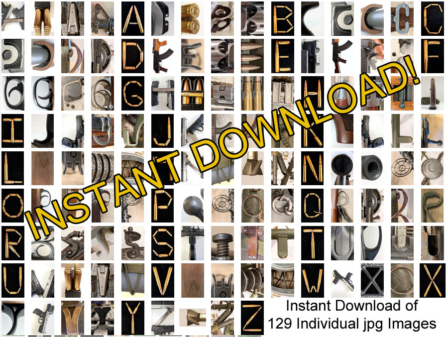 GUNS AMMO Letter Art Instant DOWNLOAD - 128 Images Full Color - Create ...