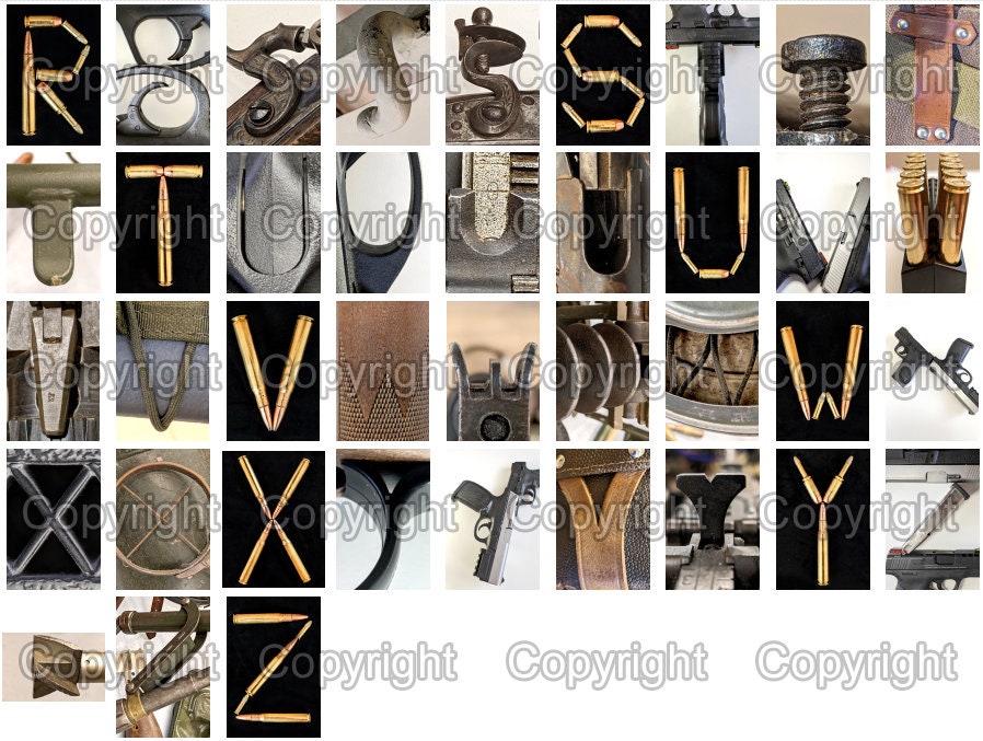 GUNS AMMO Letter Art Instant DOWNLOAD - 128 Images Full Color - Create ...