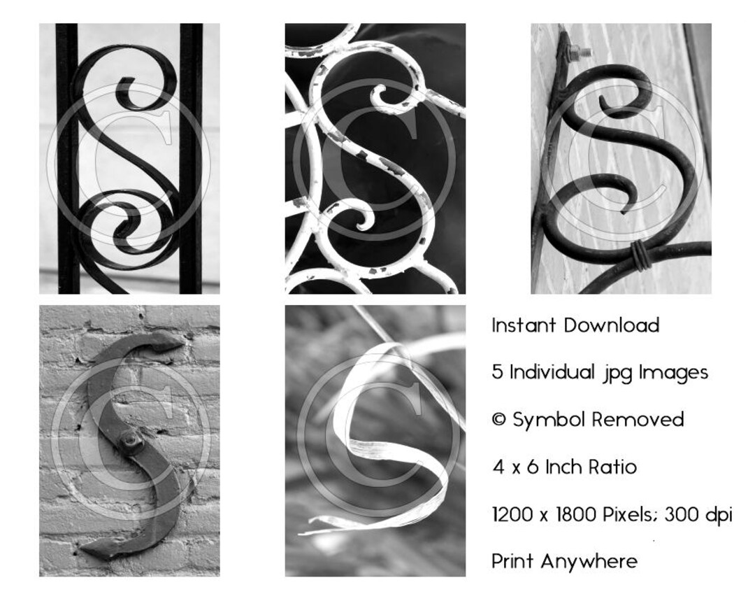 Letter S Alphabet Photography Instant Download of 5 Different Jpeg ...