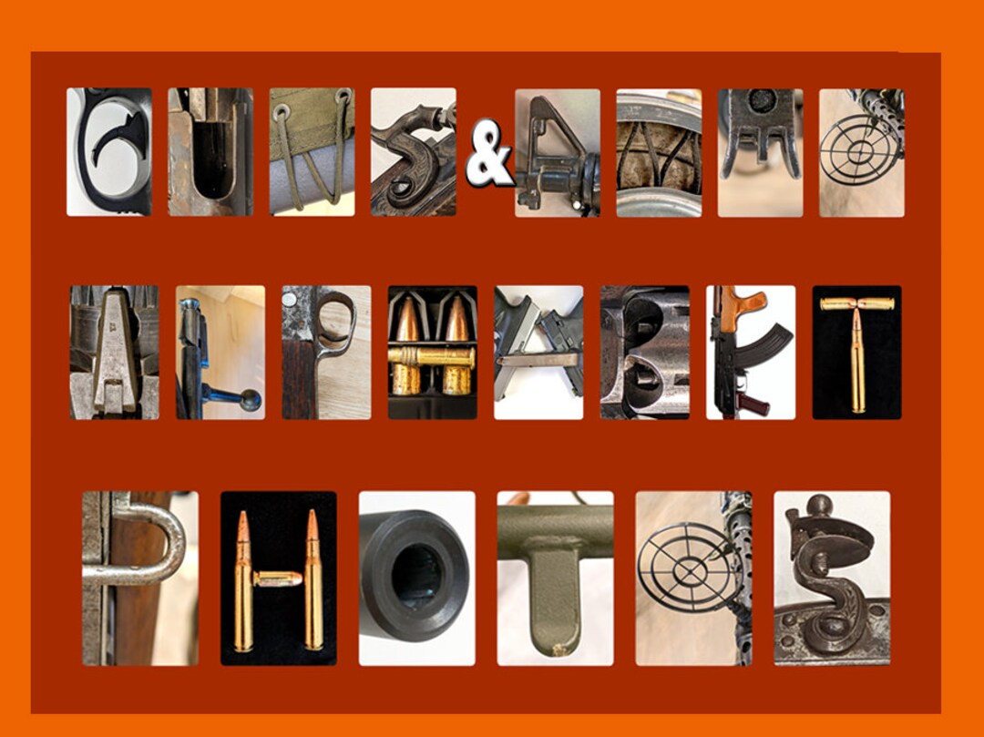 GUNS AMMO Letter Art Instant DOWNLOAD - 128 Images Full Color - Create ...