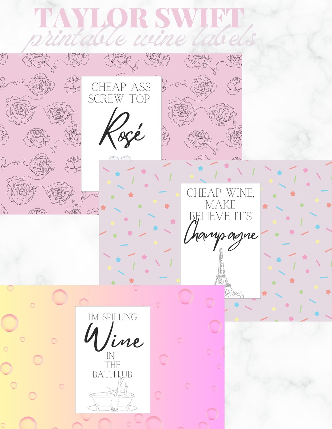 Taylor Swift Wine Labels Printable Digital File - Etsy