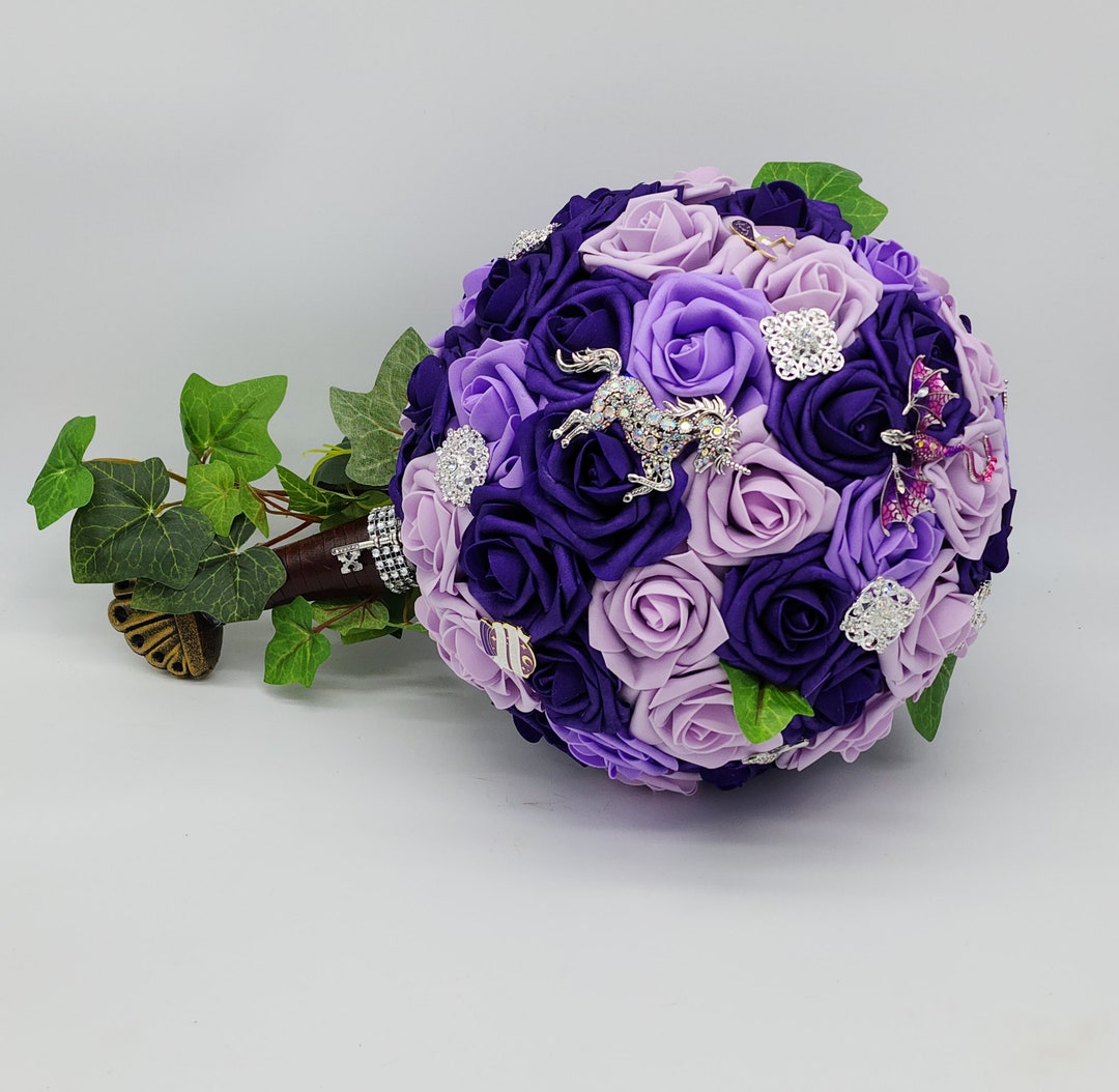 Sword Bridal Bouquet, Fantasy,vikings, Dark Purple and Lilac Bouquet ...