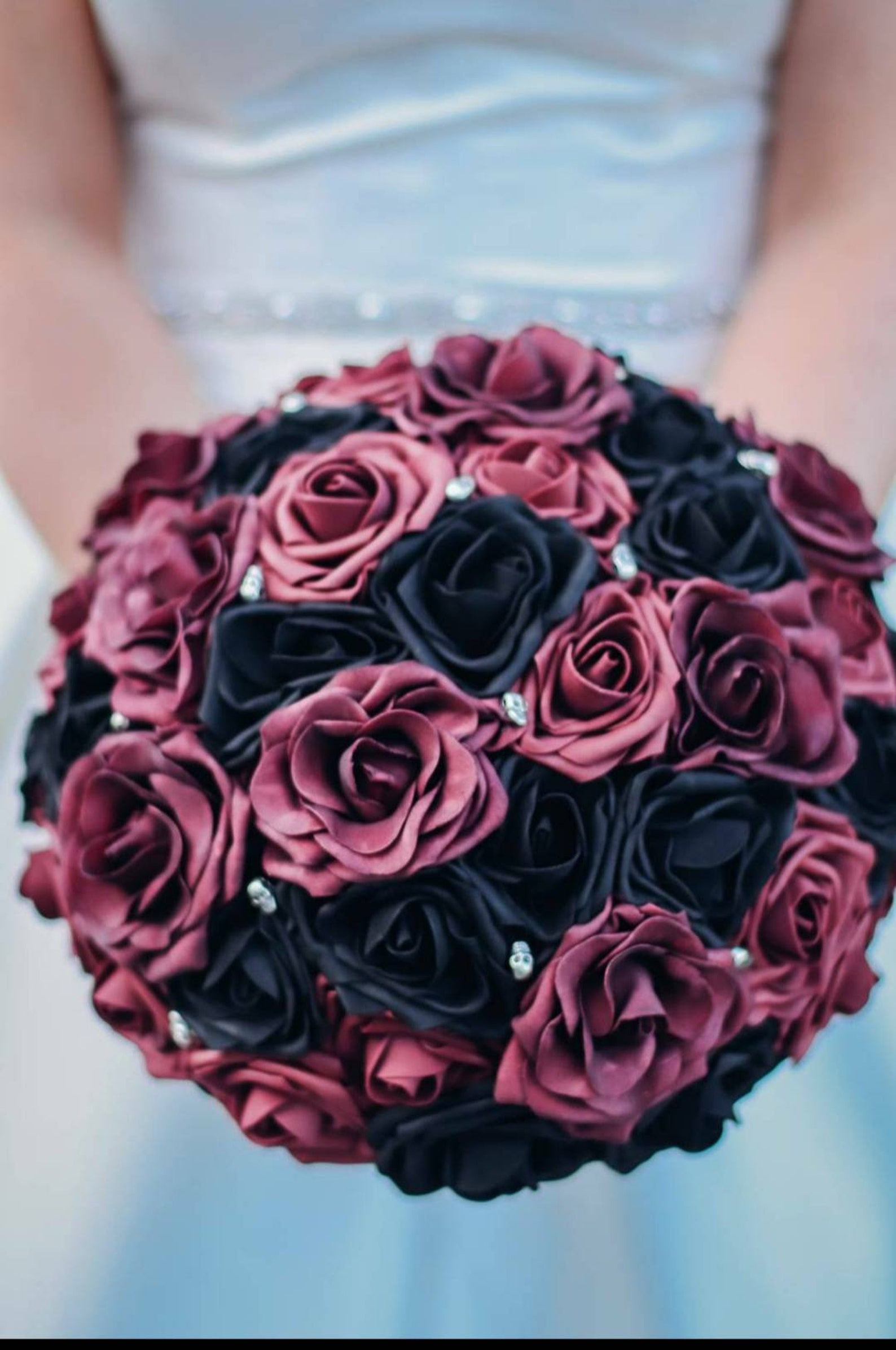 Gothic Skull Black and Burgundy Wedding Bouquet, Bridal Bouquet ...