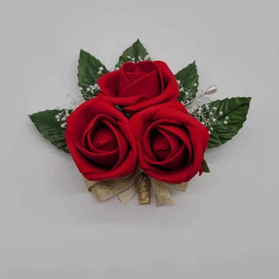 Red and Gold Corsages and Boutonnieres,27 Colors Available, Corsages ...