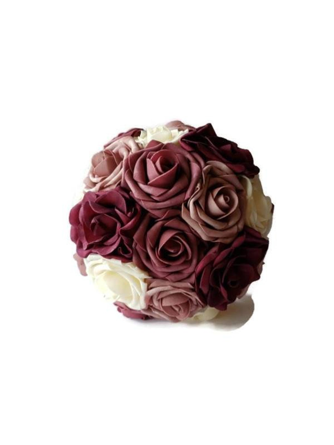 Burgundy, Dusty Rose, Mauve & Cream Wedding Bouquet Made W/real Touch ...