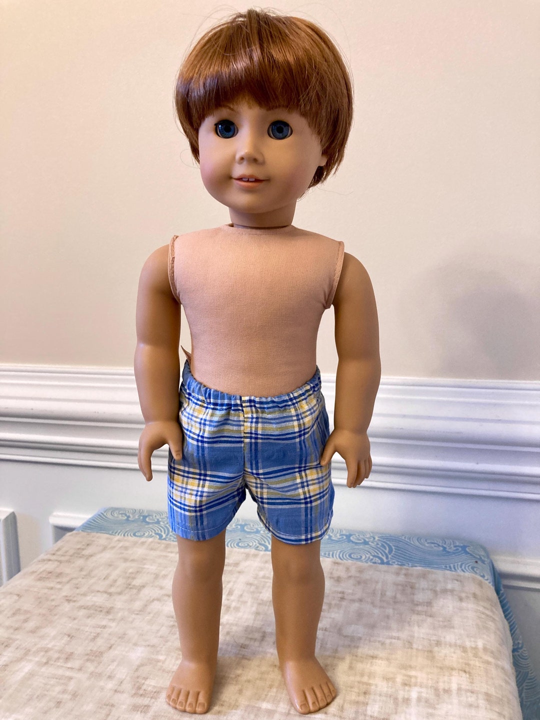 Customized Pleasant Company Boy Doll, With Straight Auburn Hair & Deep ...
