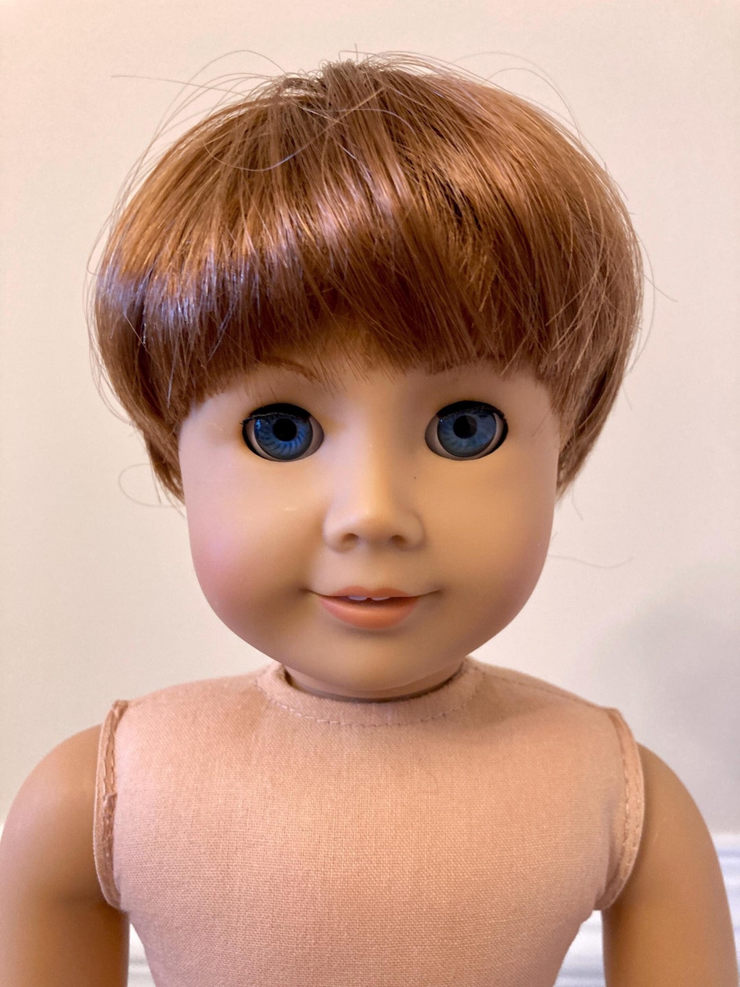 Customized Pleasant Company Boy Doll, With Straight Auburn Hair & Blue ...
