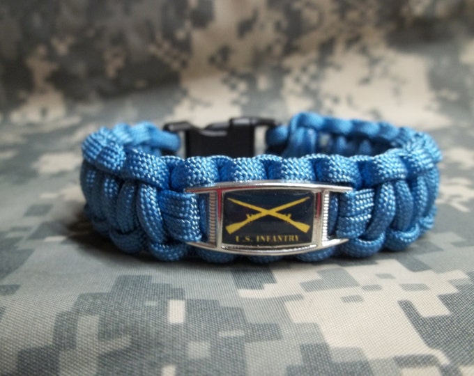 United States Army INFANTRY Insignia Badge INFANTRY BLUE 550lb Paracord ...