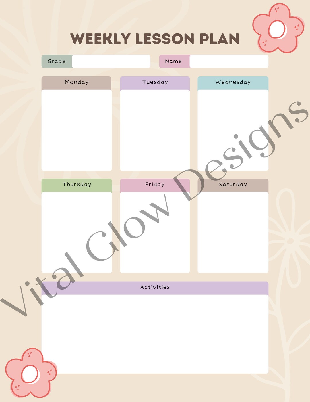 Flower Theme Weekly Lesson Plan for Teachers Planning - Etsy