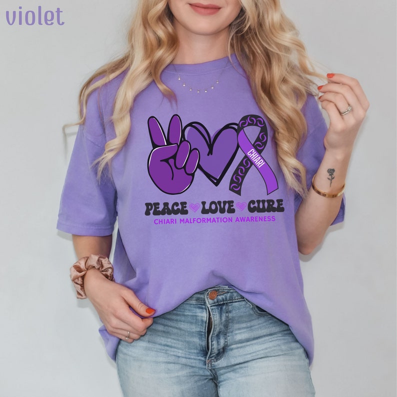 Chiari Malformation Awareness Shirt, Peace Love Chiari T-shirt, Big ...
