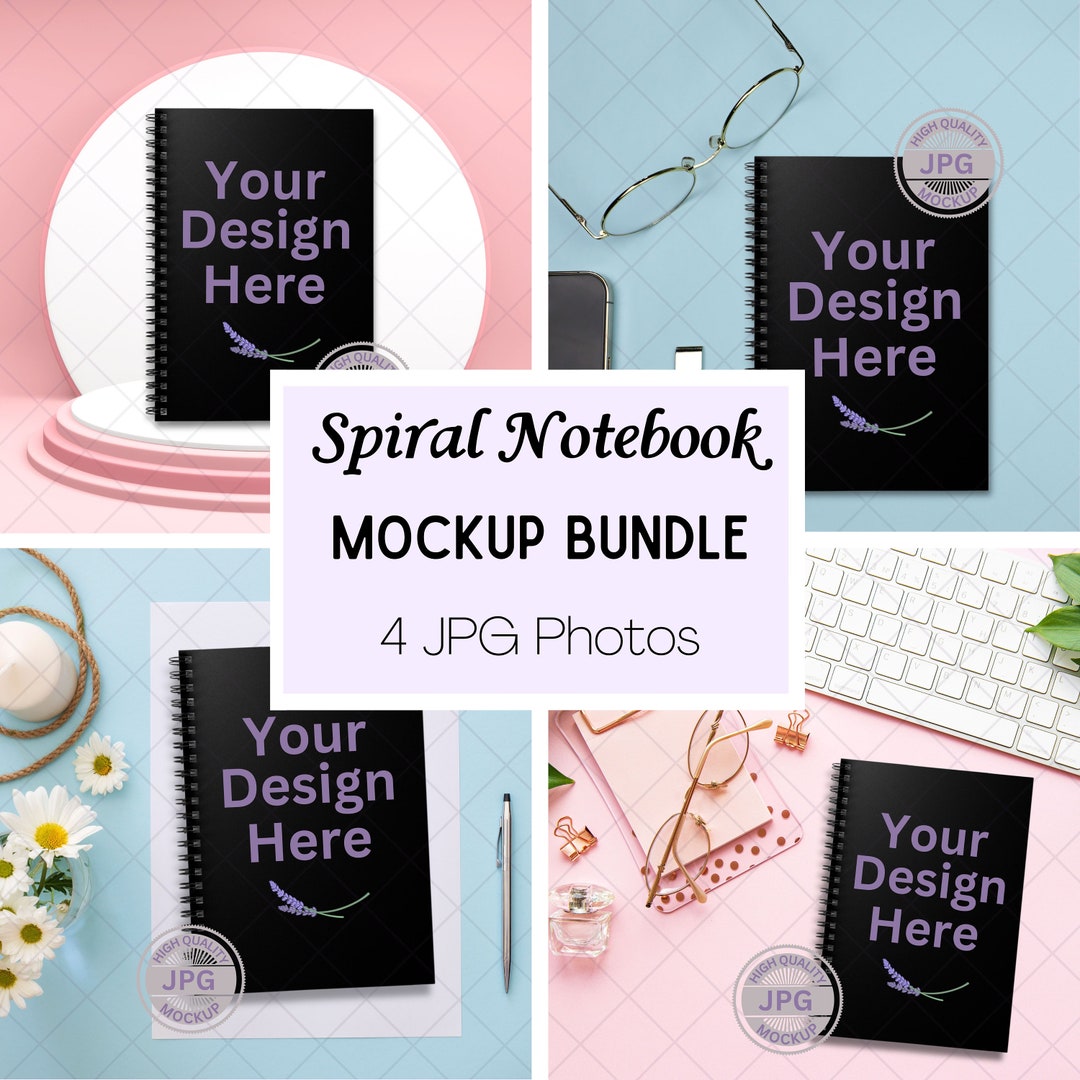 Spiral Notebook Mock Up, Notebook Mockup, Diary Mockup, Journal Notepad ...