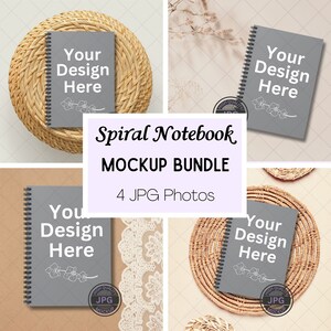 Spiral Notebook Mock Up, Notebook Mockup, Diary Mockup, Gray Journal ...