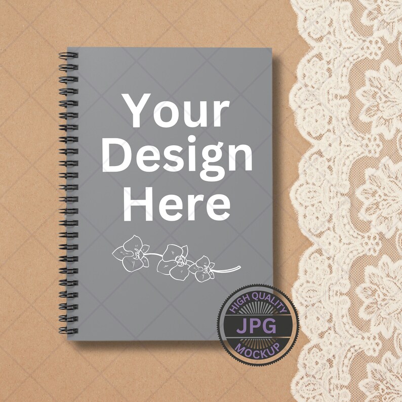 Spiral Notebook Mock Up, Notebook Mockup, Diary Mockup, Gray Journal ...