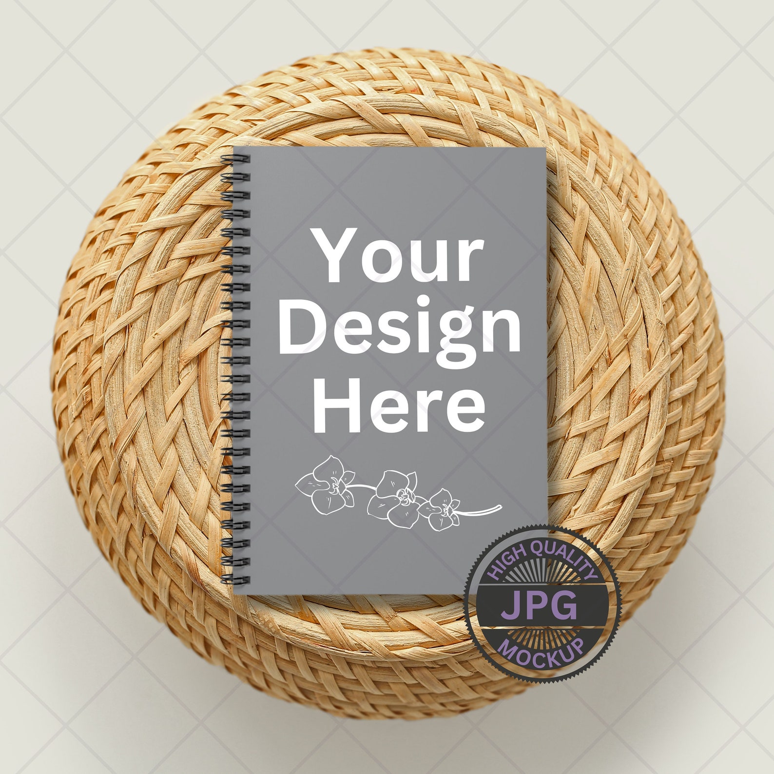 Spiral Notebook Mock Up, Notebook Mockup, Diary Mockup, Gray Journal ...