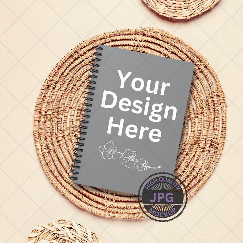Spiral Notebook Mock Up, Notebook Mockup, Diary Mockup, Gray Journal ...