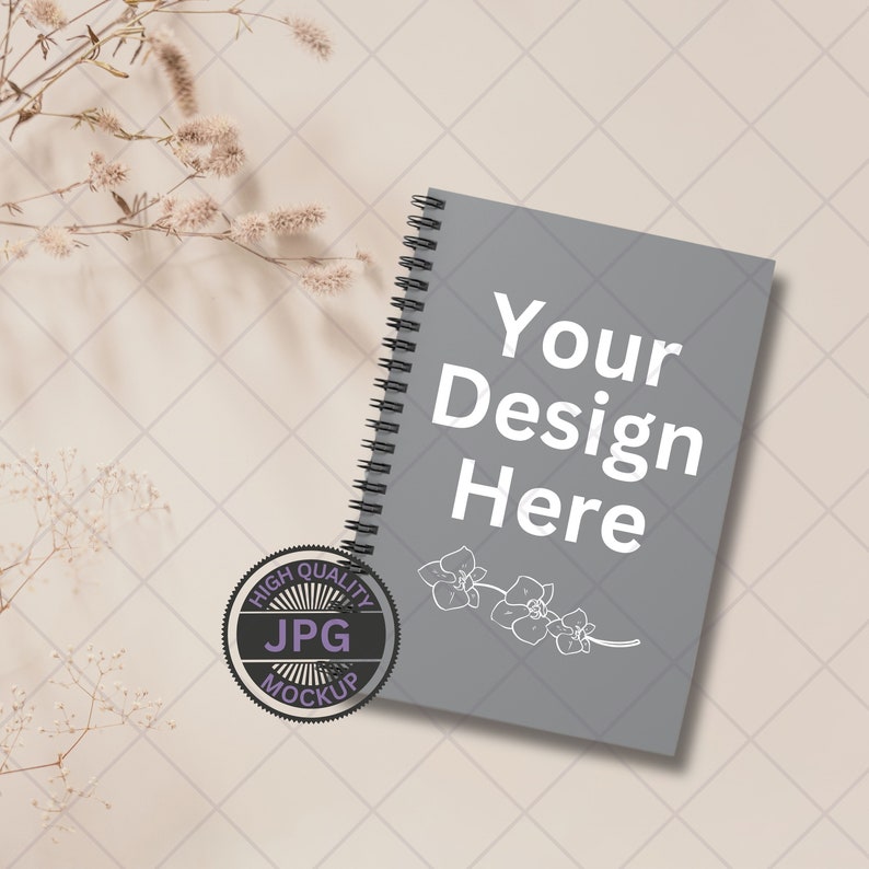 Spiral Notebook Mock Up, Notebook Mockup, Diary Mockup, Gray Journal ...