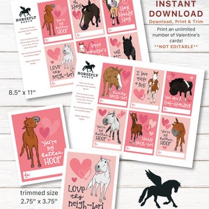 Printable Horse Valentine's Day Cards Horse Classroom - Etsy