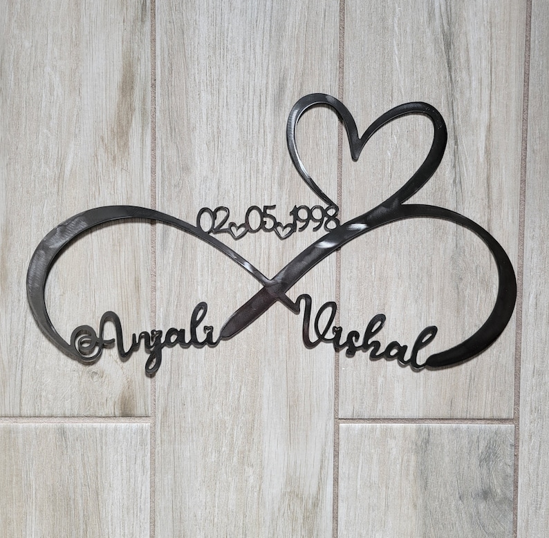 Personalized Metal Infinity Symbol With Custom Names Dates - Etsy