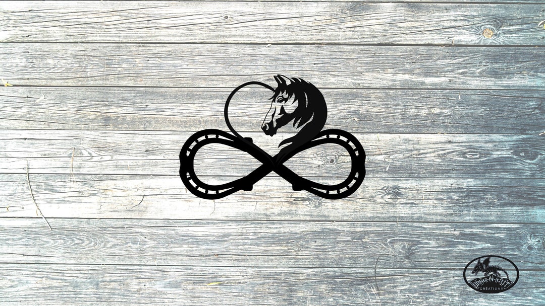 Metal Wall Art Horseshoe Infinity Loop Symbol With Heart and Horse ...