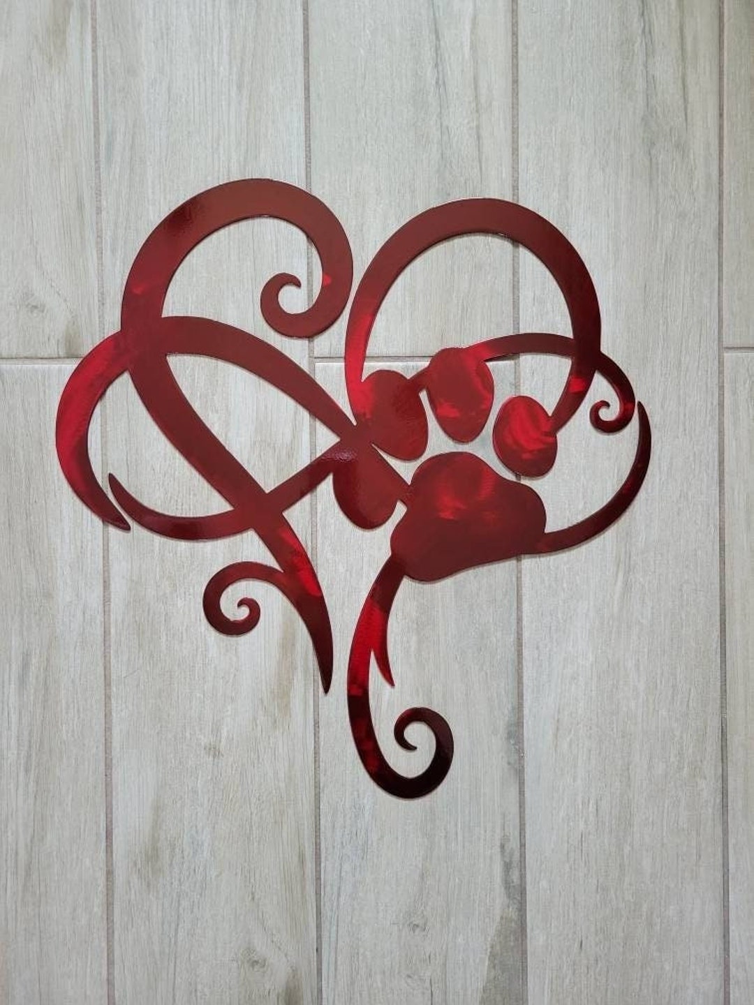 Infinity Heart Paw Print, Pet Metal Steel Infinity Symbol, Wall Art ...