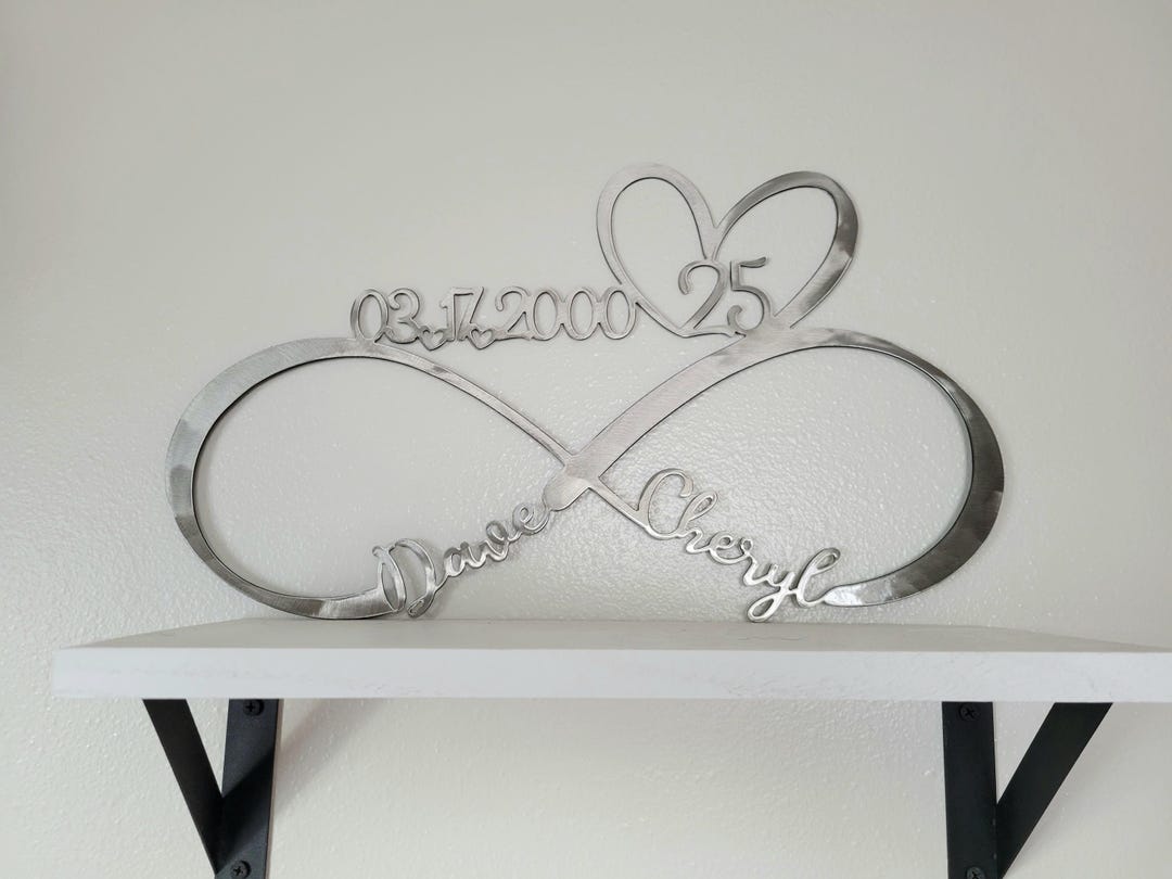 Personalized Metal Infinity Symbol 25th Silver Wedding Anniversary ...