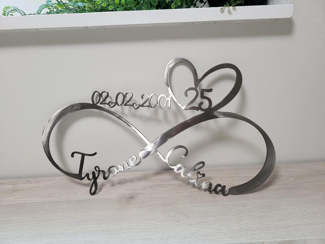 Personalized Metal Infinity Symbol 25th Silver Wedding Anniversary ...