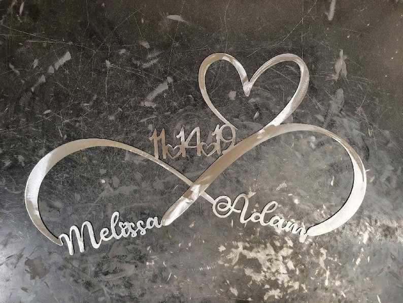 Personalized Metal Infinity Symbol With Custom Names Dates - Etsy
