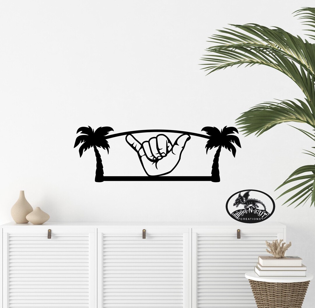 Metal Wall Art, Palm Trees Shaka Hang Loose, Home Decor Nautical Beach ...