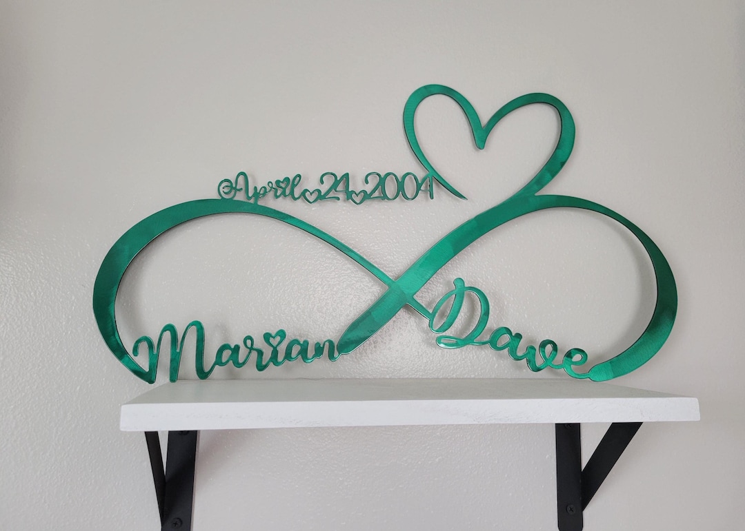 Personalized Metal Infinity Symbol 35th 55th Emerald Jade Wedding ...