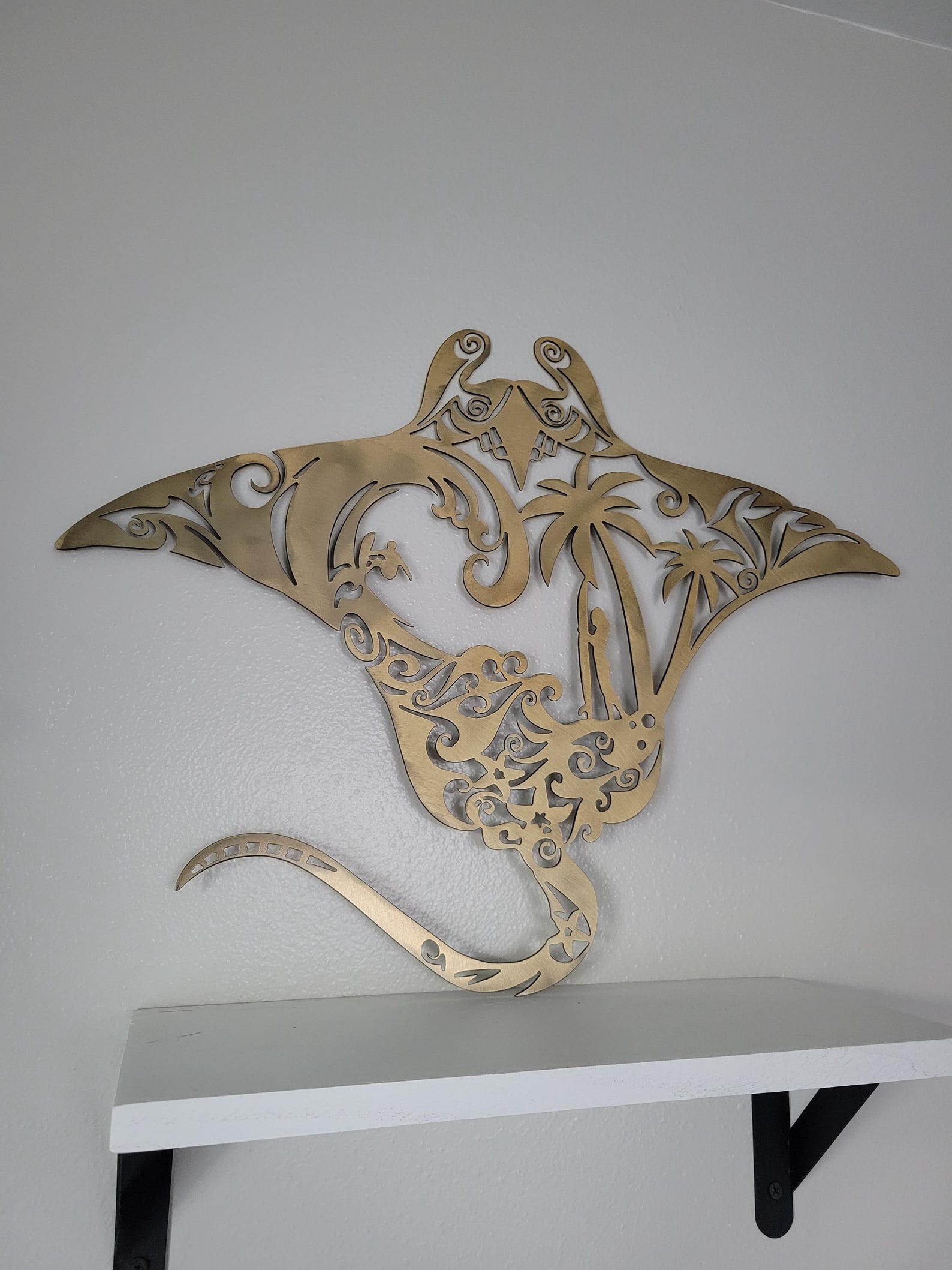 Metal Wall Art Stingray, Sting Ray, Ocean Life Scene, Manta Ray, Tribal ...