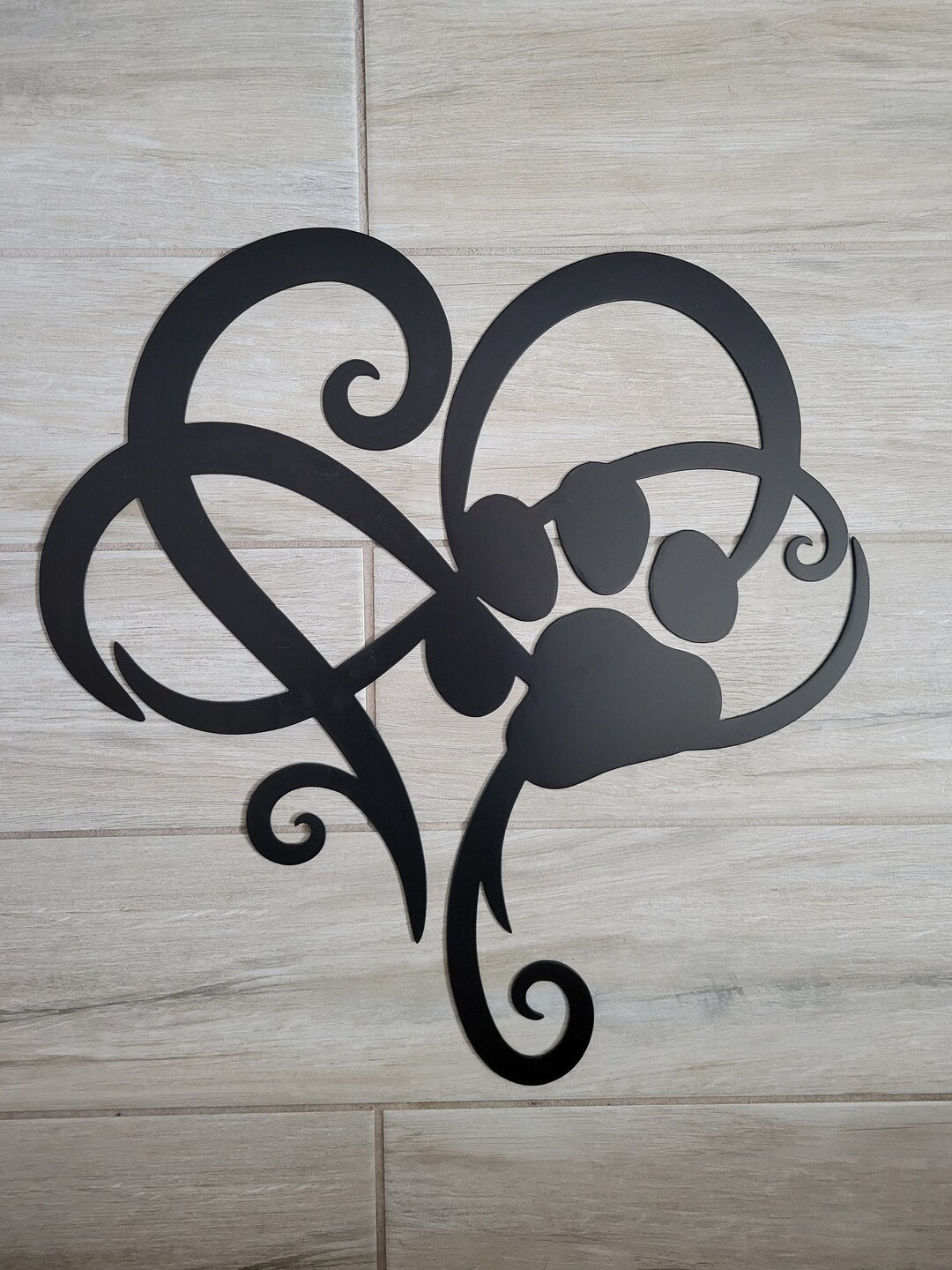 Metal Wall Art Infinity Heart Paw Print Pet Steel Infinity Symbol Home ...