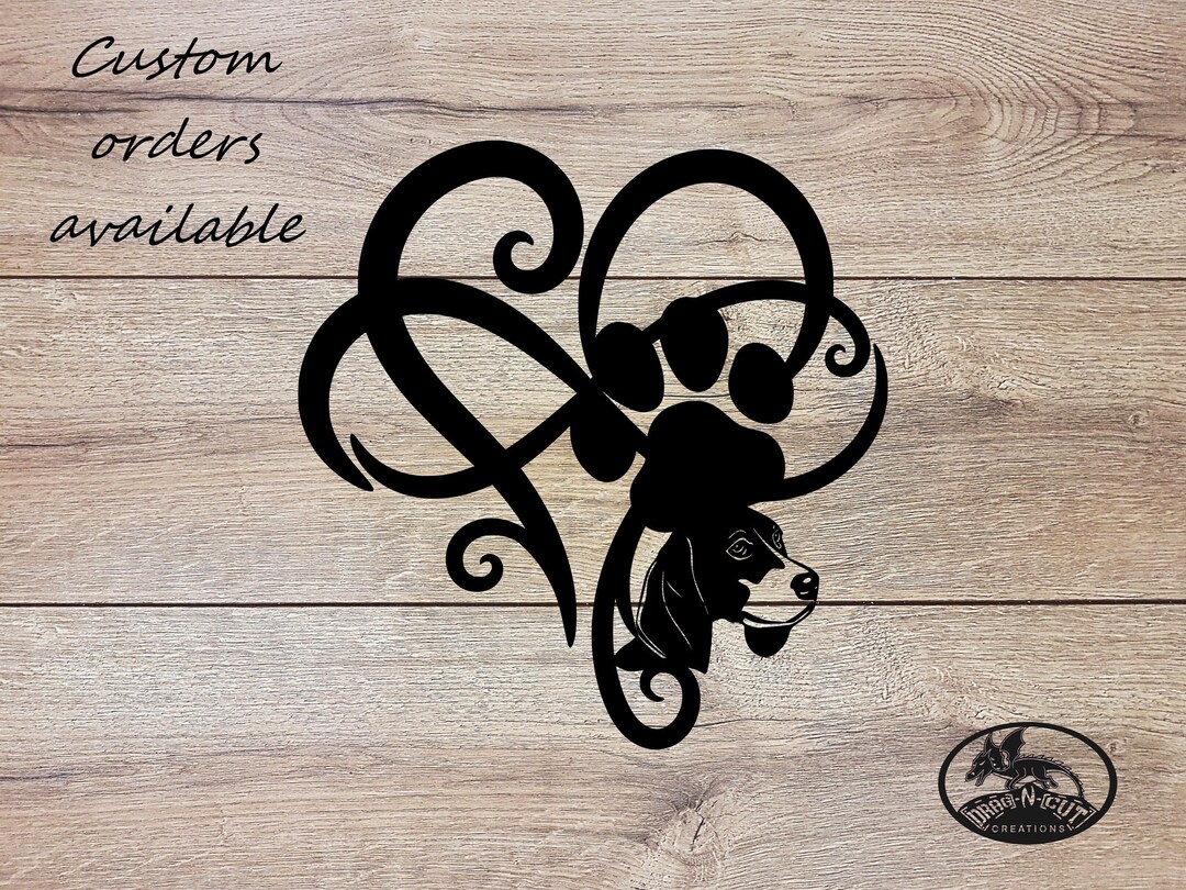 Metal Wall Art Sign, Beagle Infinity Heart Paw Print, Pet, Endless Love ...