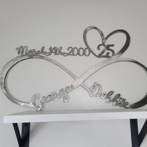 Personalized Metal Infinity Symbol 25th Silver Wedding Anniversary ...