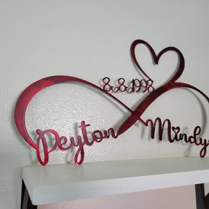 Personalized Metal Infinity Symbol Handcrafted Wall Art, Name Date ...