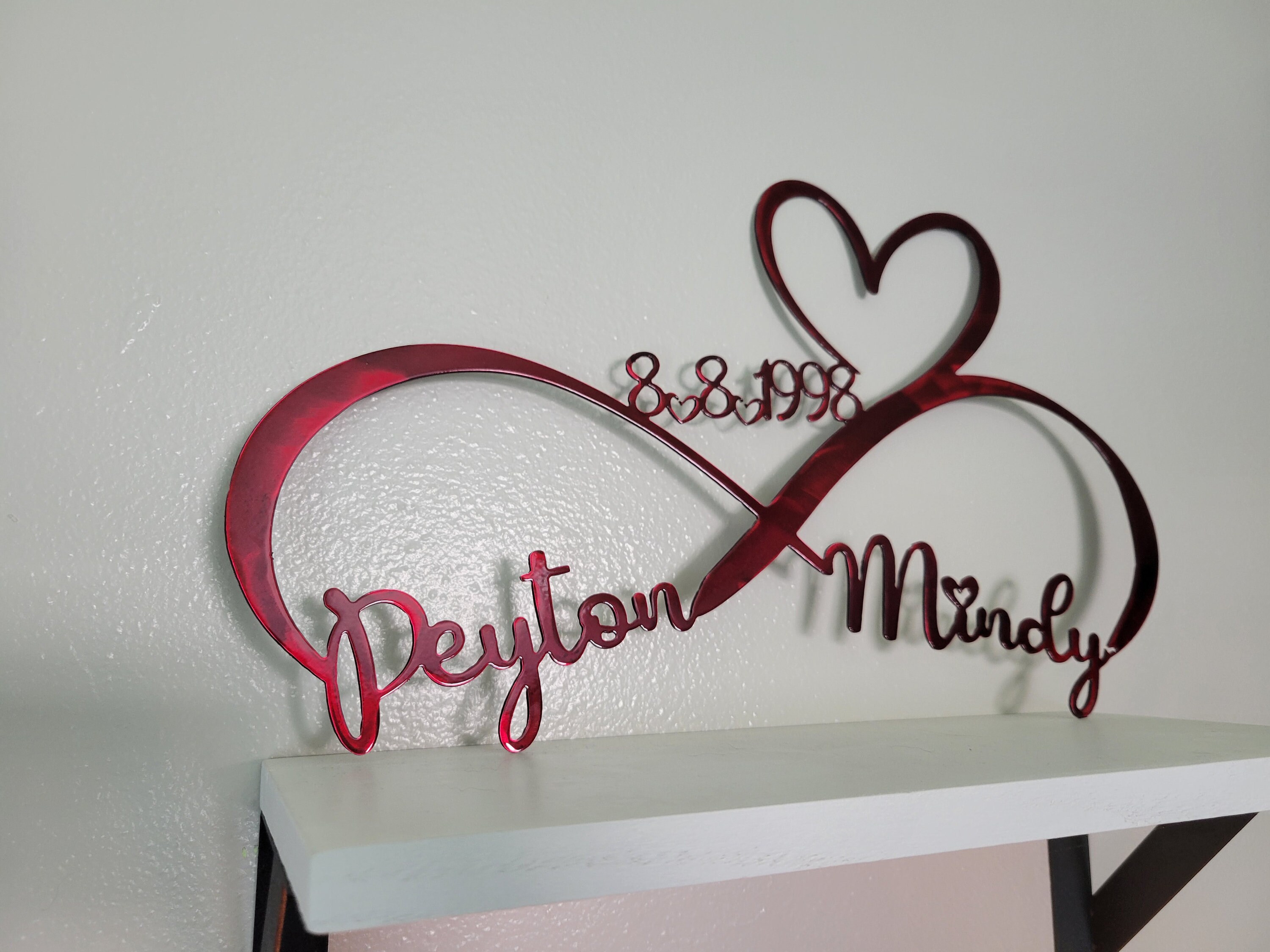 Personalized Metal Infinity Symbol Handcrafted Wall Art, Name Date ...