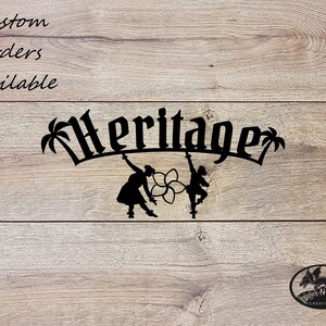 Hawaiian Hawaii Heritage, Metal Wall Art Sign, Hula Dancers, Palm Trees ...