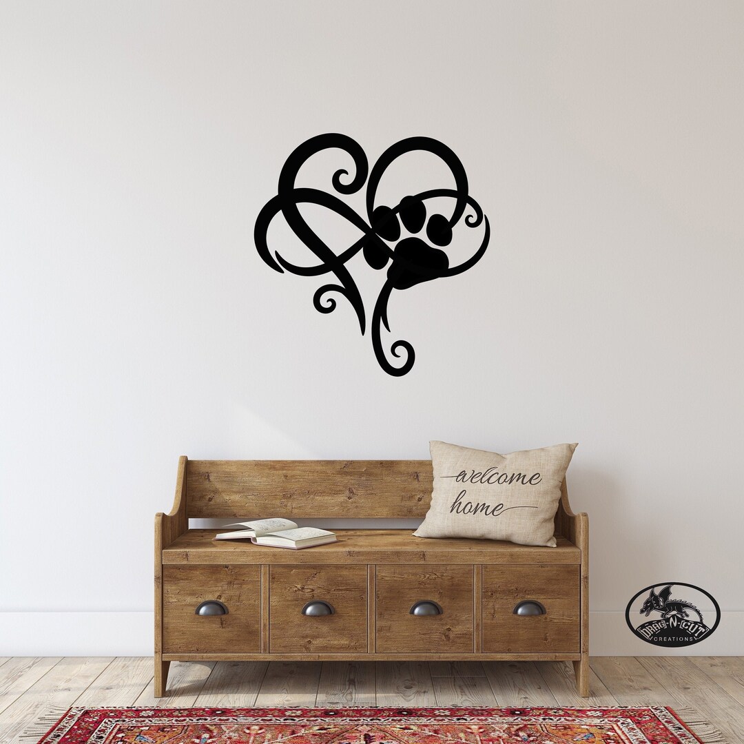 Metal Infinity Heart Paw Print Pet Infinity Symbol Wall Art - Etsy