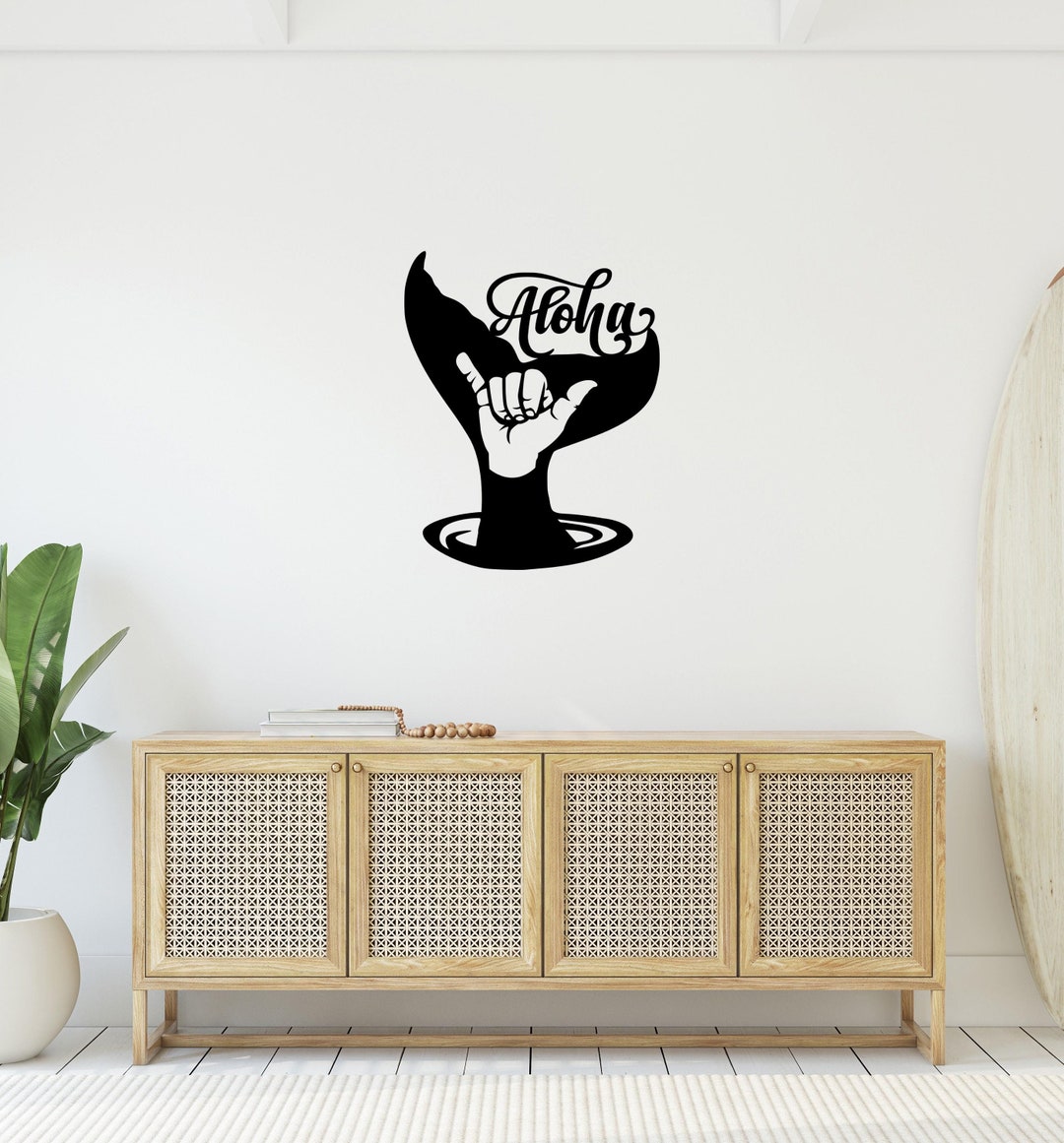 Metal Wall Art Aloha Whale Tail Shaka Hang Loose, Ocean, Waves, Island ...