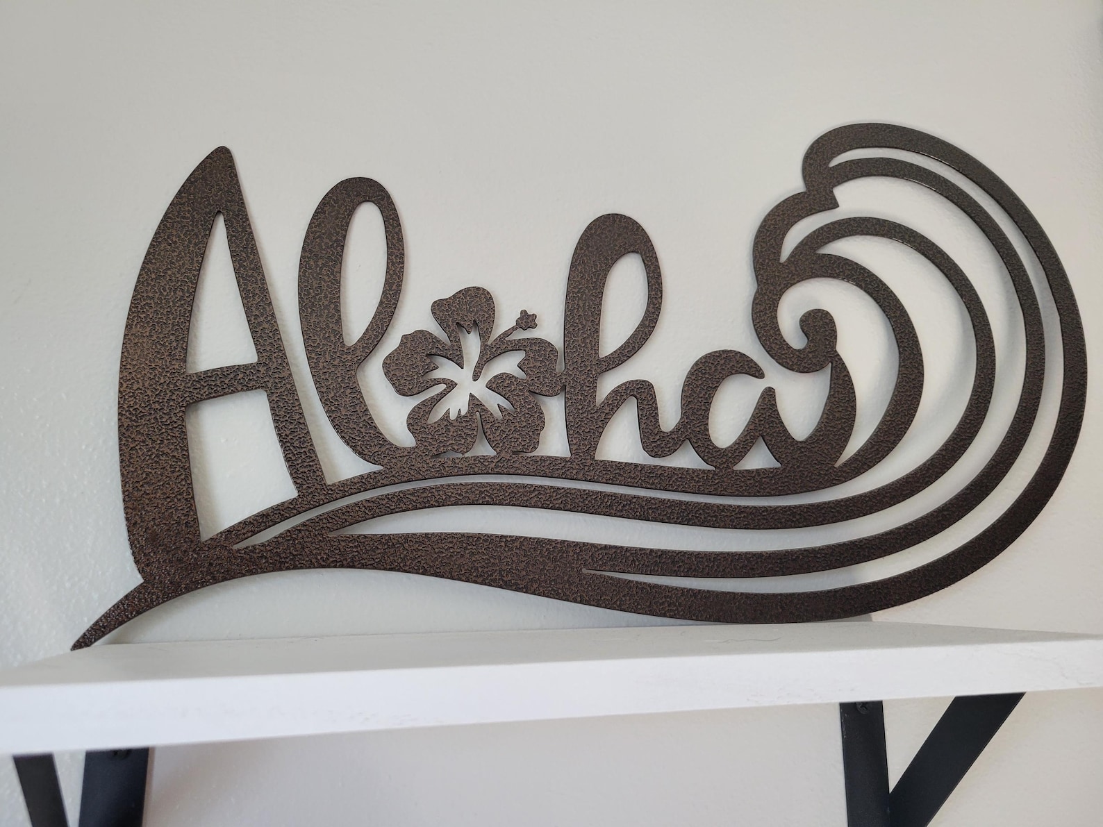 Aloha Metal Art With Wave Hibiscus Flower, Hawaiian Hawaii Ocean Sea ...
