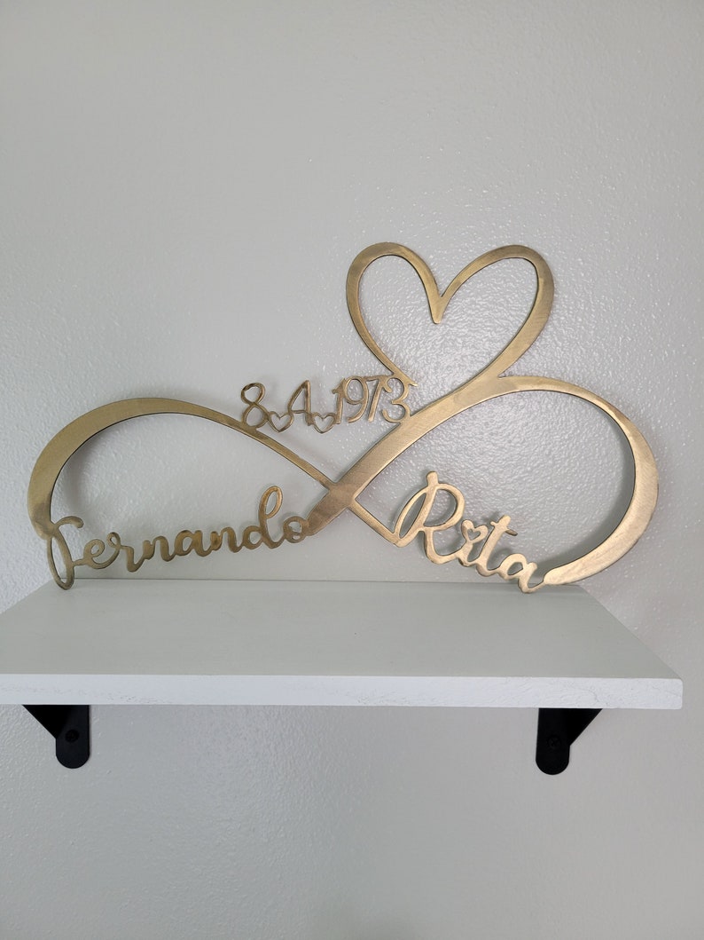 Personalized Metal Infinity Symbol Handcrafted Wall Art, Name Date ...