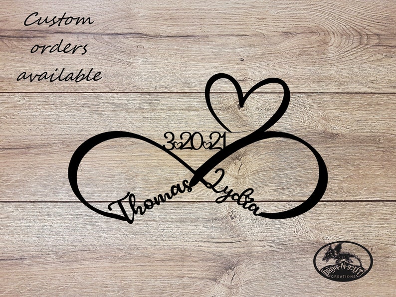 Personalized Metal Infinity Symbol With Custom Names Dates - Etsy