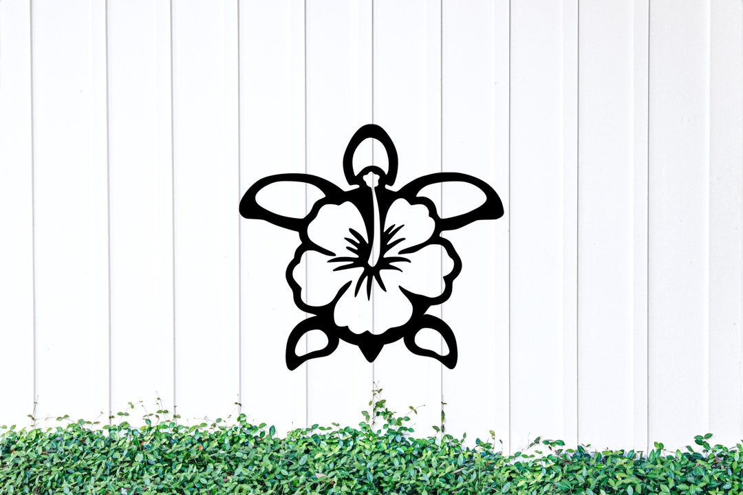 Hibiscus Sea Turtle Honu Flower Floral Metal Wall Art, Island Style ...